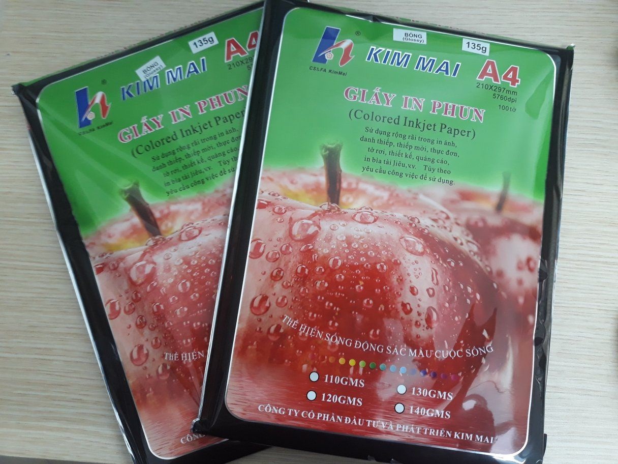 Giấy in ảnh A4 1 mặt Kim Mai ĐL 135 - VPP Khai Trí